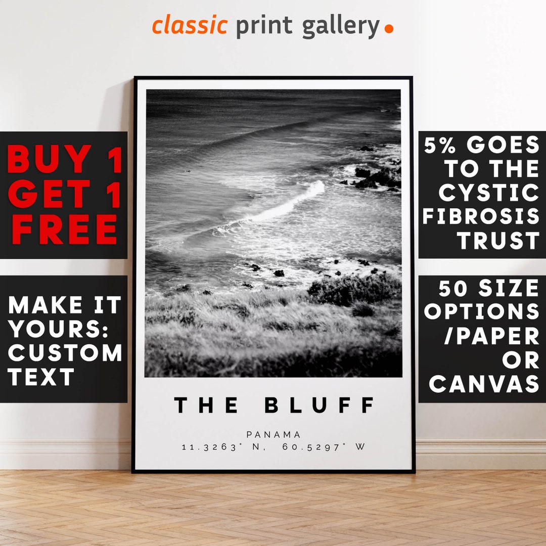 Surf Gift,the Bluff Print,the Bluff Wall Art,the Bluff Black and White ...