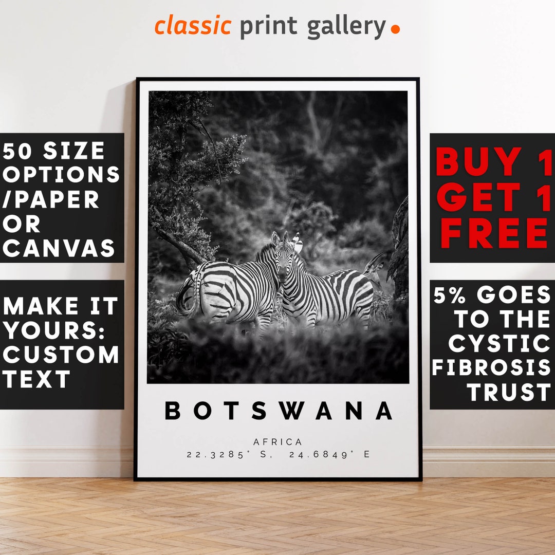Botswana Poster Print, Travel Decor, Botswana Holiday Vacation Art ...