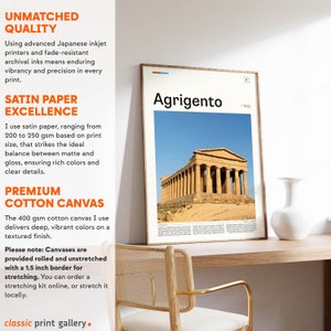 Agrigento Print, Agrigento Wall Art, Agrigento Color Poster With Text ...