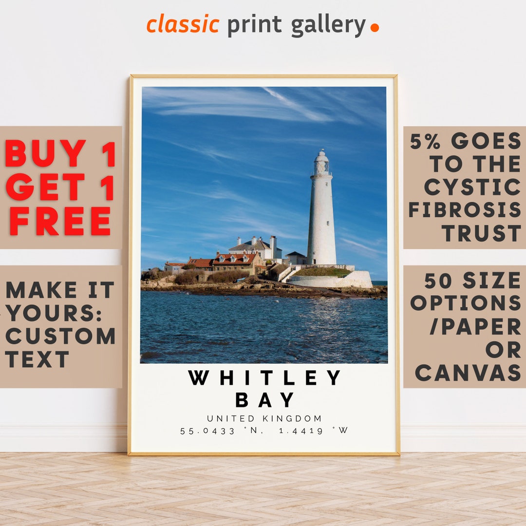 Whitley Bay Print,whitley Bay Wall Art,whitley Bay Colorful Poster ...