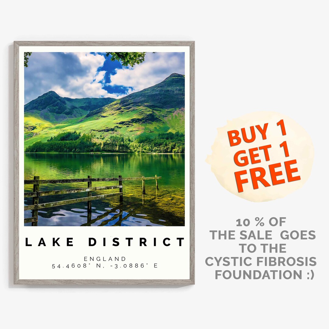 Lake District Poster Colorful Print Lake District Wall Art - Etsy