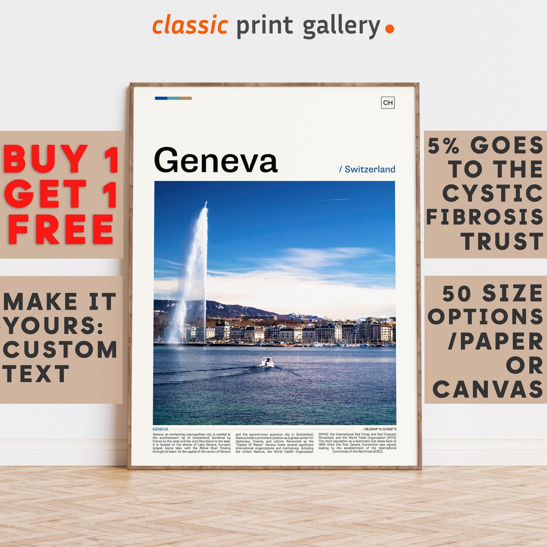 Geneva Print, Geneva Wall Art, Geneva Color Poster With Text ...