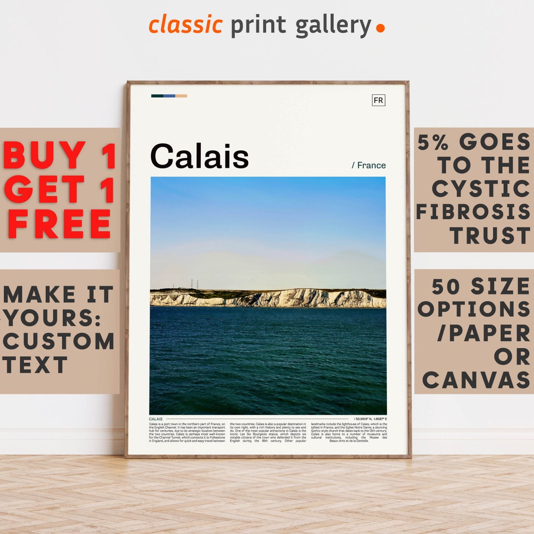 Calais Print, Calais Wall Art, Calais Color Poster With Text ...
