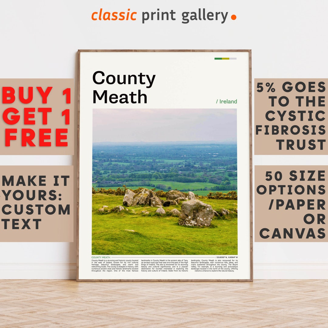 County Meath Print, County Meath Wall Art, County Meath Color Poster ...