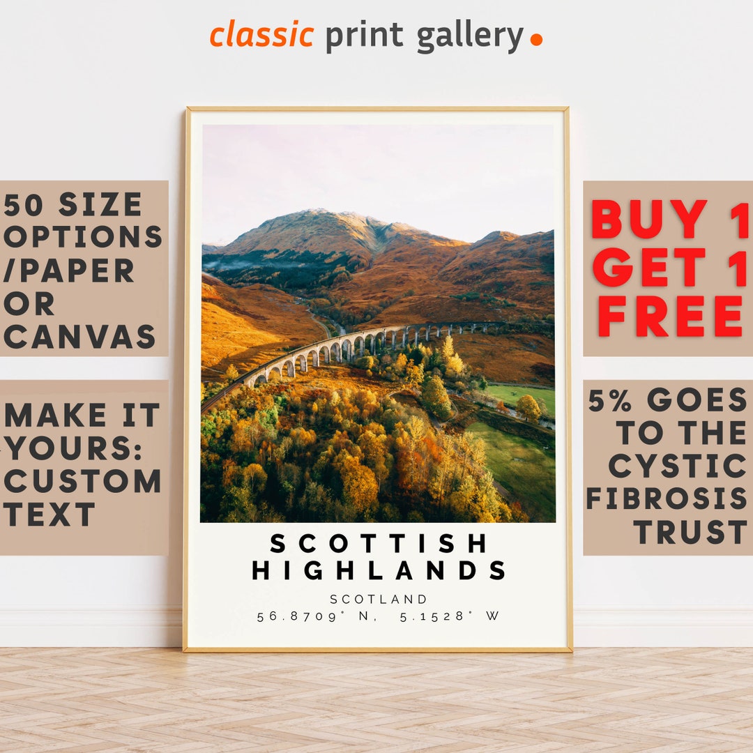 Scottish Highlands Poster Colorful Print, Scottish Highlands Wall Art ...