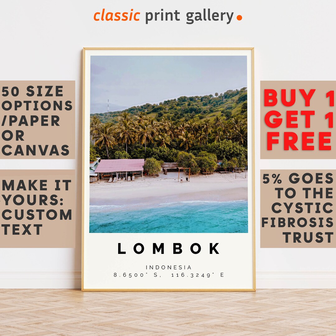 Lombok Poster Colorful Print, Lombok Wall Art, Lombok Photo Decor ...