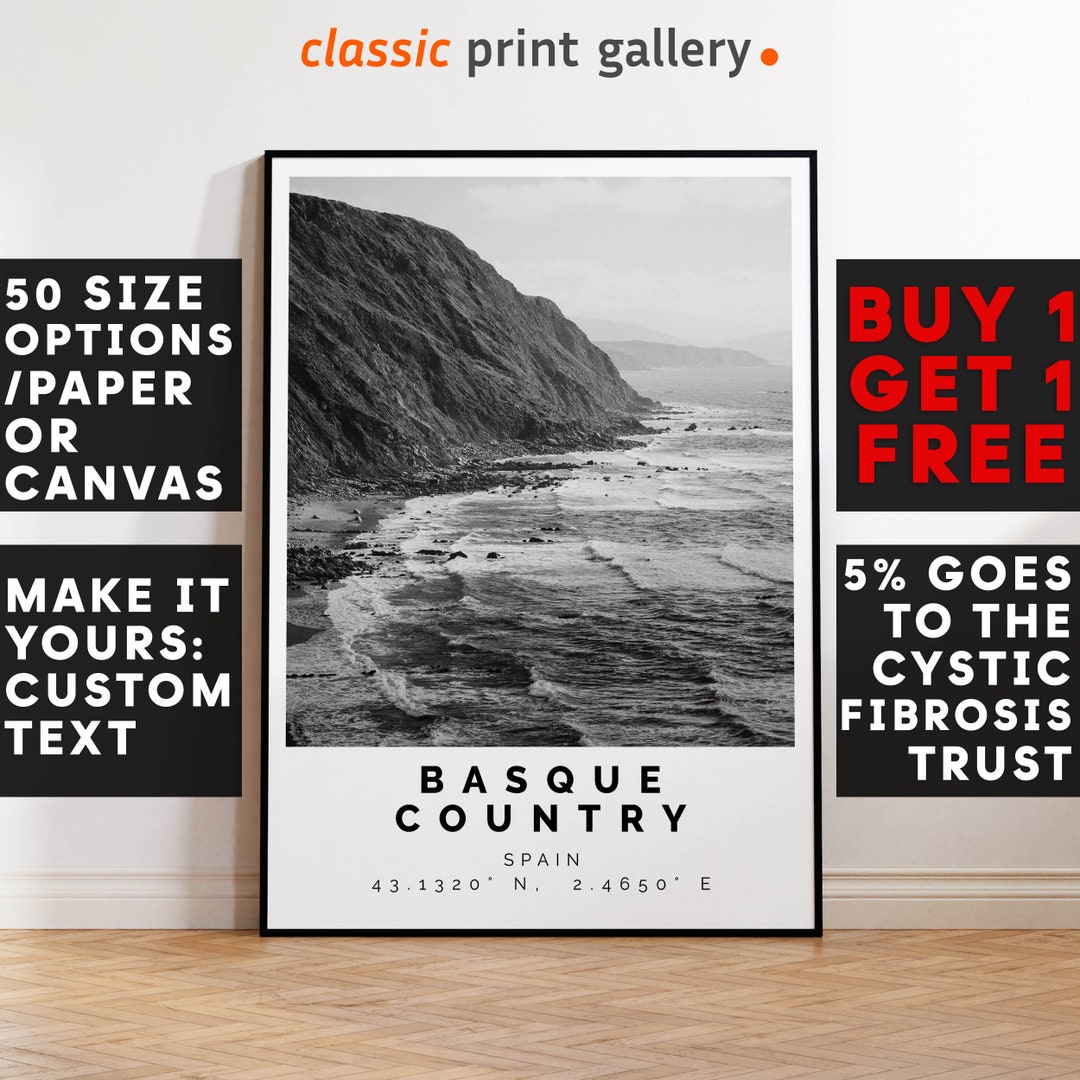 Basque Country Poster, Basque Country Print, Basque Country Black and ...