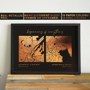 Dual Square Foil Maps With Custom Text, Side by Side Personal Locations ...