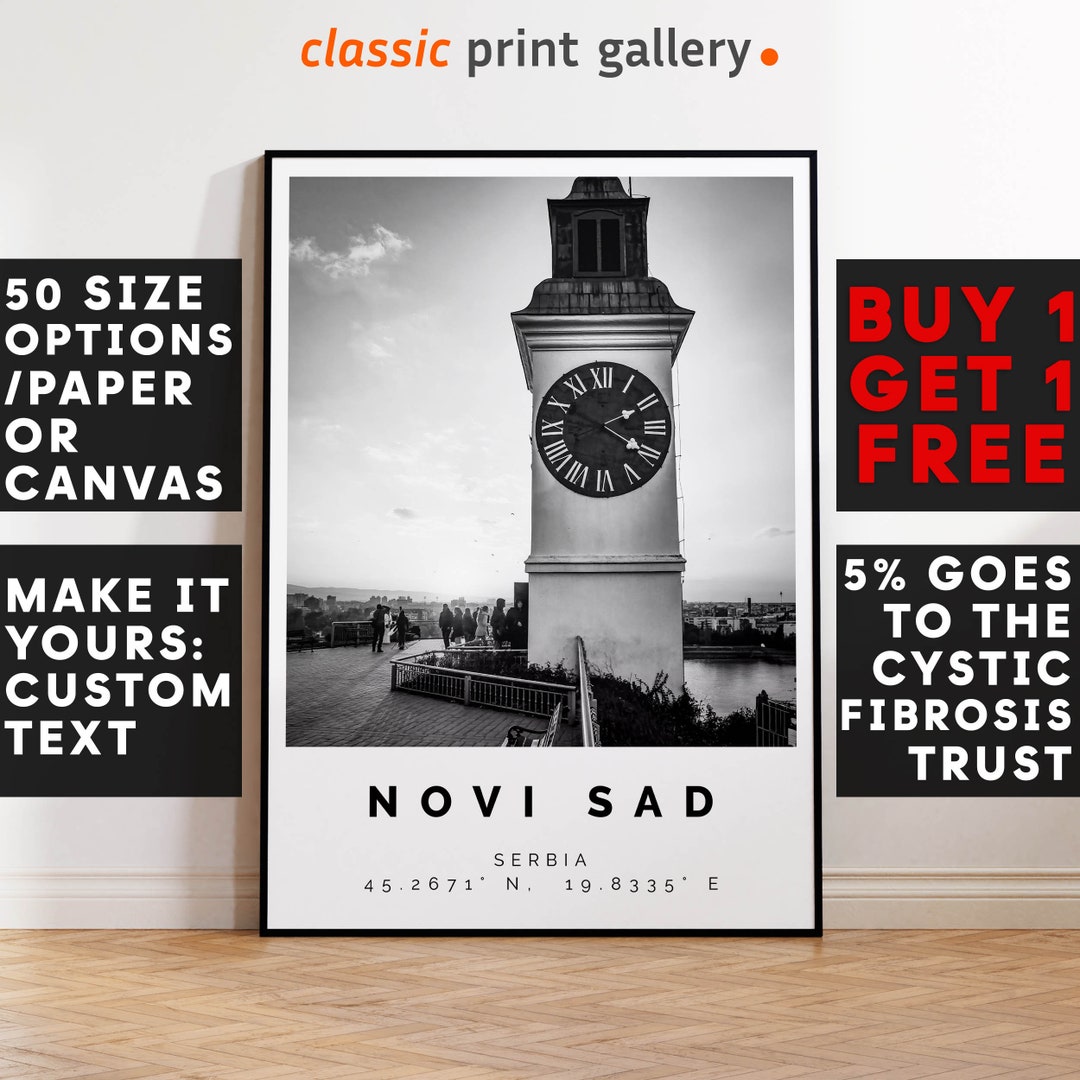 Novi Sad Poster Black and White Print, Novi Sad Wall Art, Novi Sad ...
