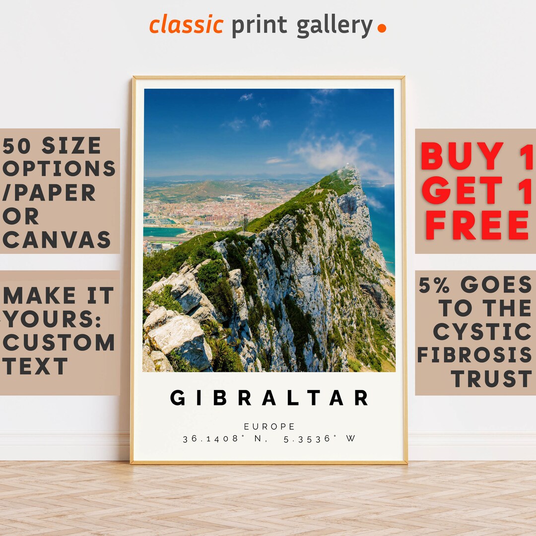 Gibraltar Poster Colorful Print, Gibraltar Wall Art, Gibraltar Photo ...