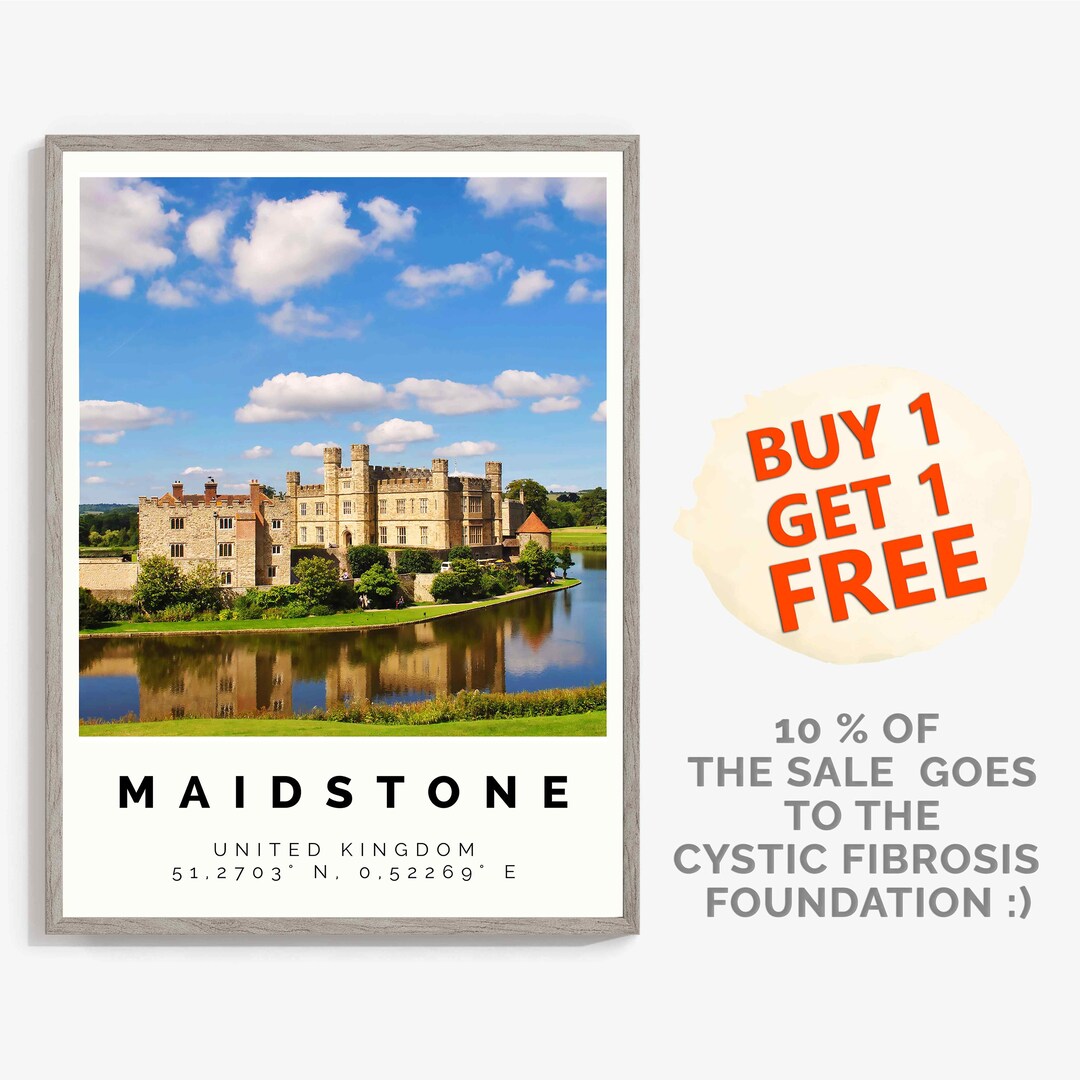 Maidstone. Poster Colorful Print Maidstone. Wall Art - Etsy