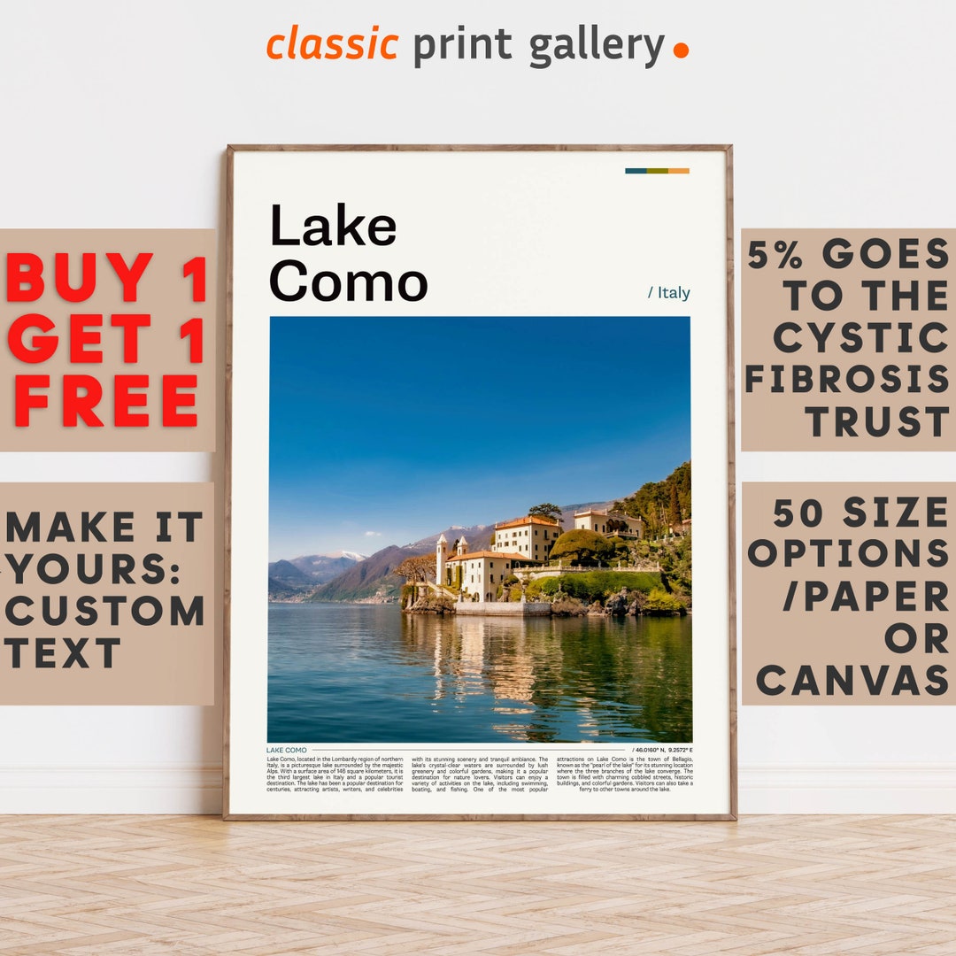 Lake Como Print, Lake Como Wall Art, Lake Como Color Poster With Text ...