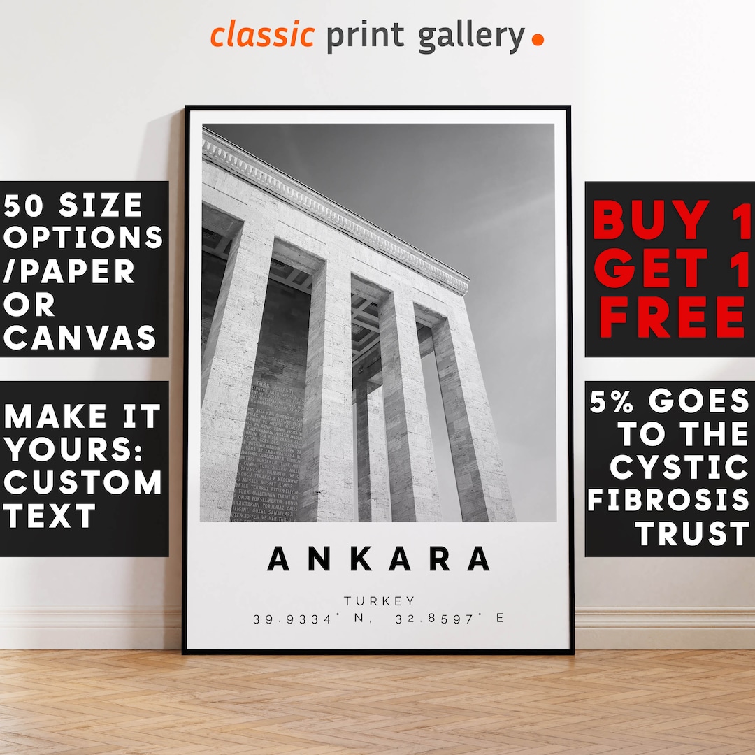 Ankara Poster Black and White Print, Ankara Wall Art, Ankara Travel ...