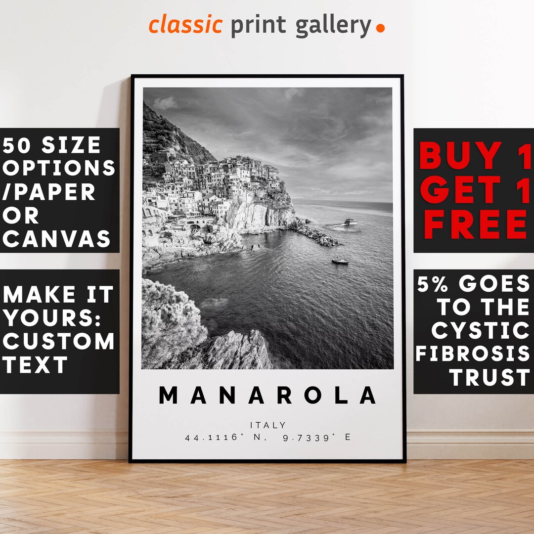 Manarola Poster Black and White Print, Manarola Wall Art, Manarola ...