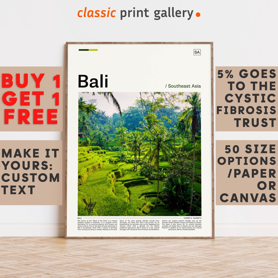 Bali Print, Bali Wall Art, Bali Color Poster With Text, Personalized ...