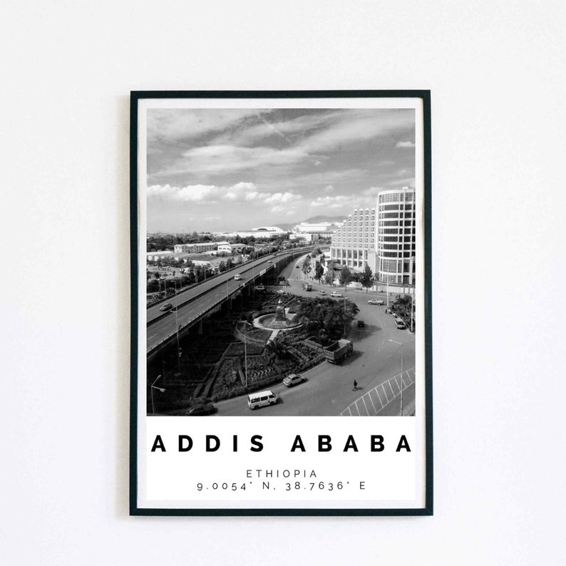 Addis Ababa Poster Black and White Print Addis Ababa Wall - Etsy