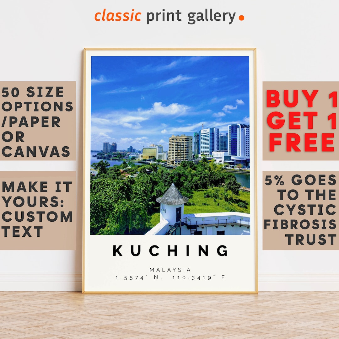 Kuching Poster Colorful Print, Kuching Wall Art, Kuching Photo Decor ...