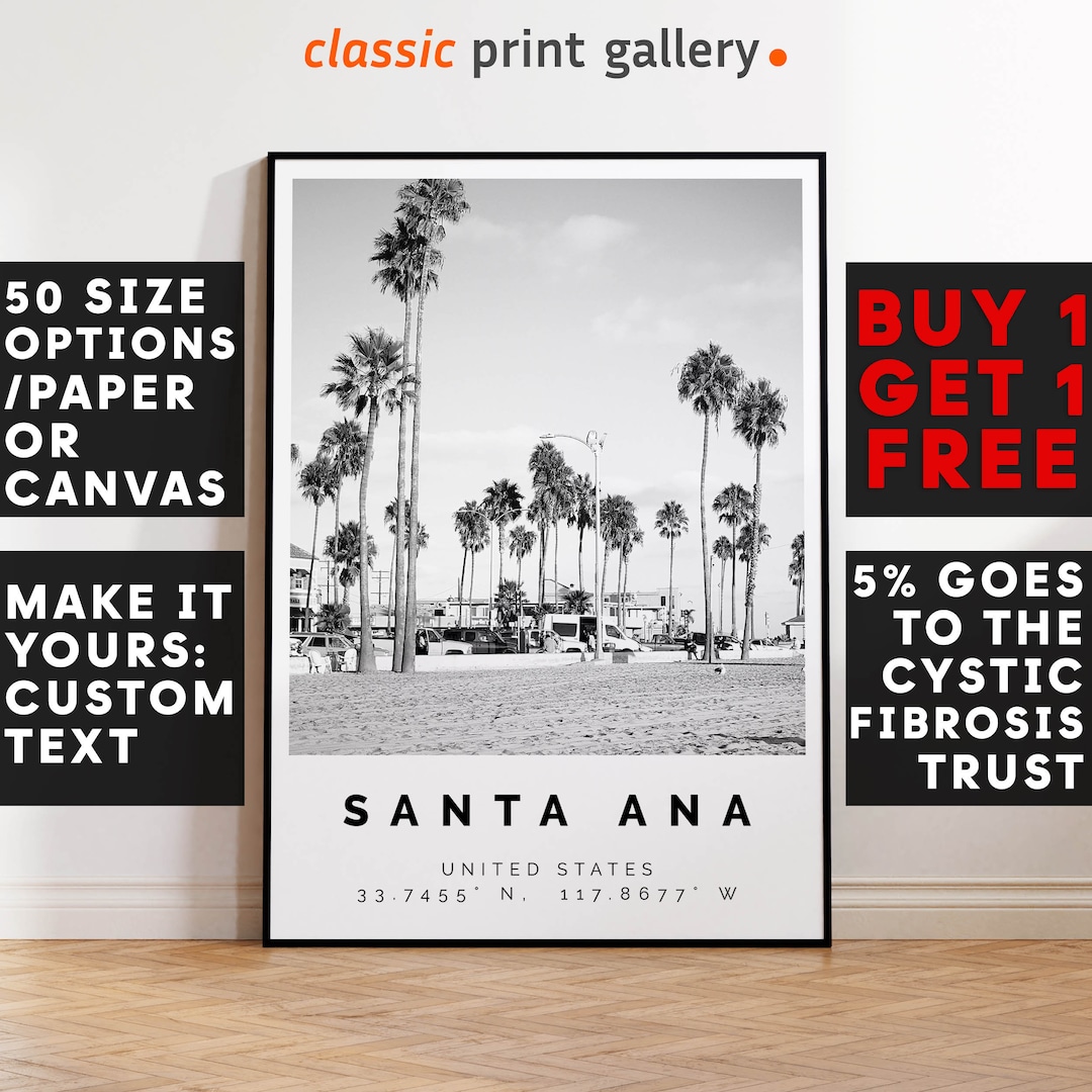 Santa Ana Poster Black and White Print, Santa Ana Wall Art, Santa Ana ...