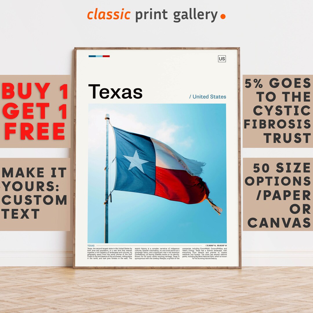 Texas Print, Texas Wall Art, Texas Color Poster With Text, Personalized ...