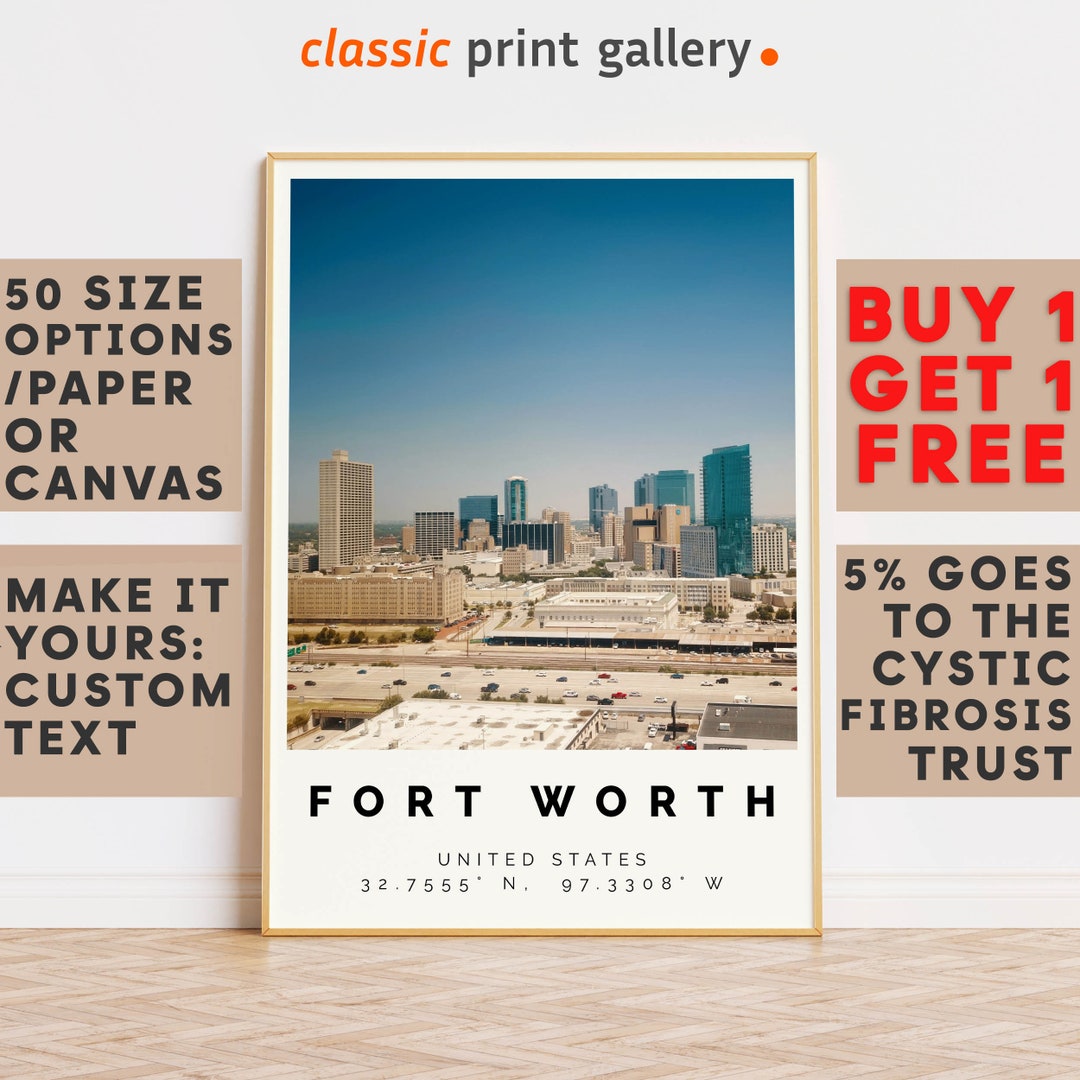 Fort Worth Poster Colorful Print, Fort Worth Wall Art, Fort Worth Photo ...