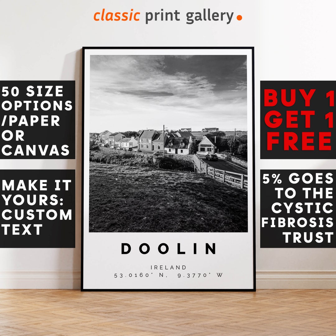 Doolin Poster Black and White Print, Doolin Wall Art, Doolin Travel ...