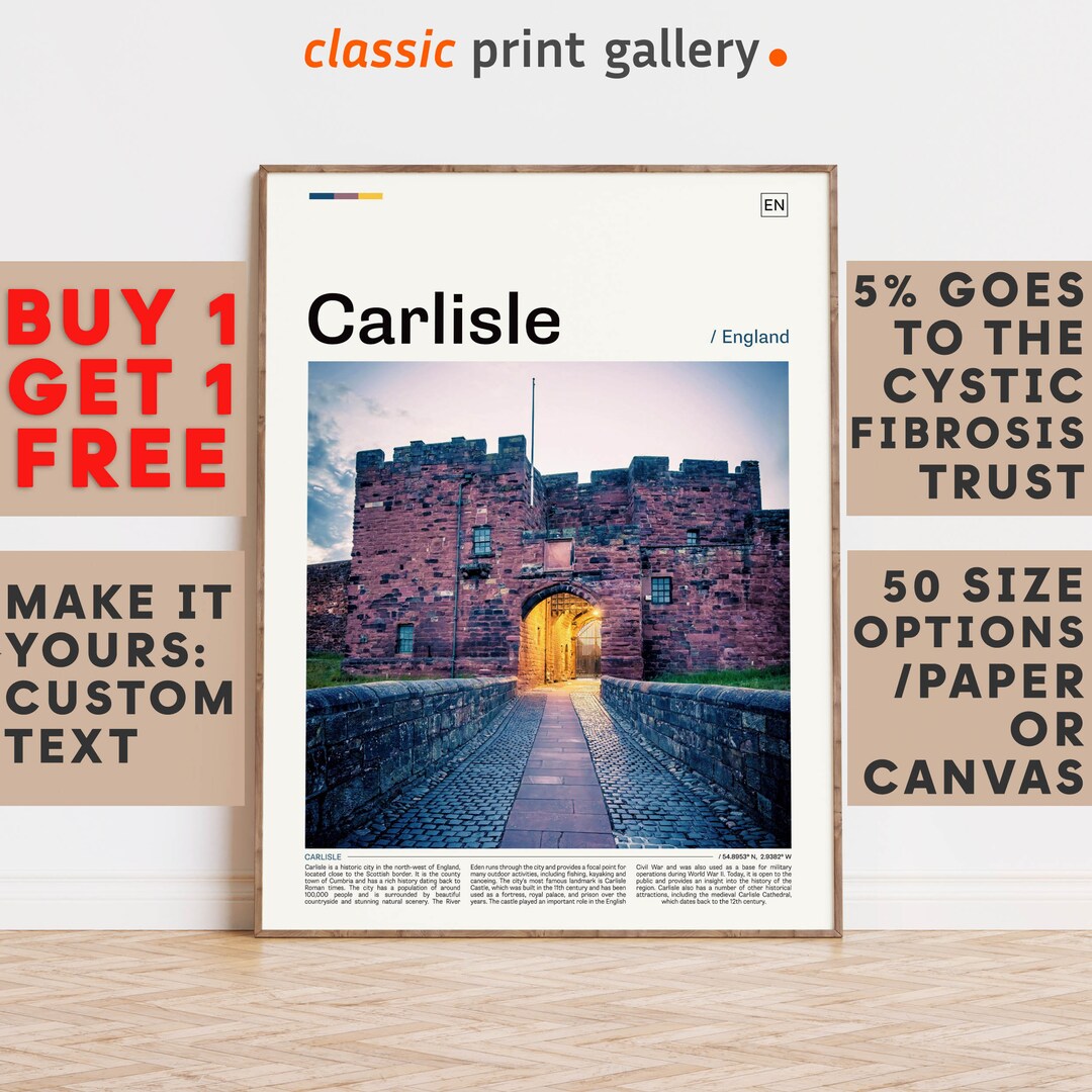 Carlisle Print, Carlisle Wall Art, Carlisle Color Poster With Text ...