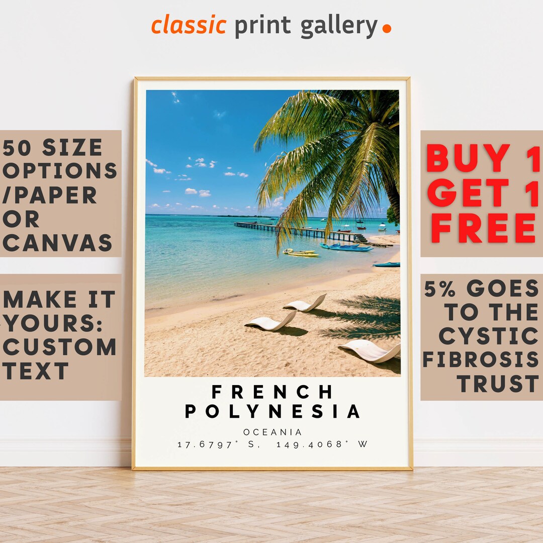 French Polynesia Poster Colorful Print, French Polynesia Wall Art ...