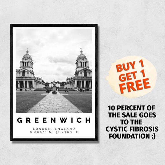 Greenwich Poster Black and White Print London Greenwich Wall - Etsy UK
