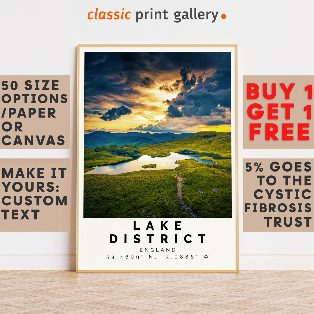 Lake District Poster Colorful Print, Lake District Wall Art, Lake ...