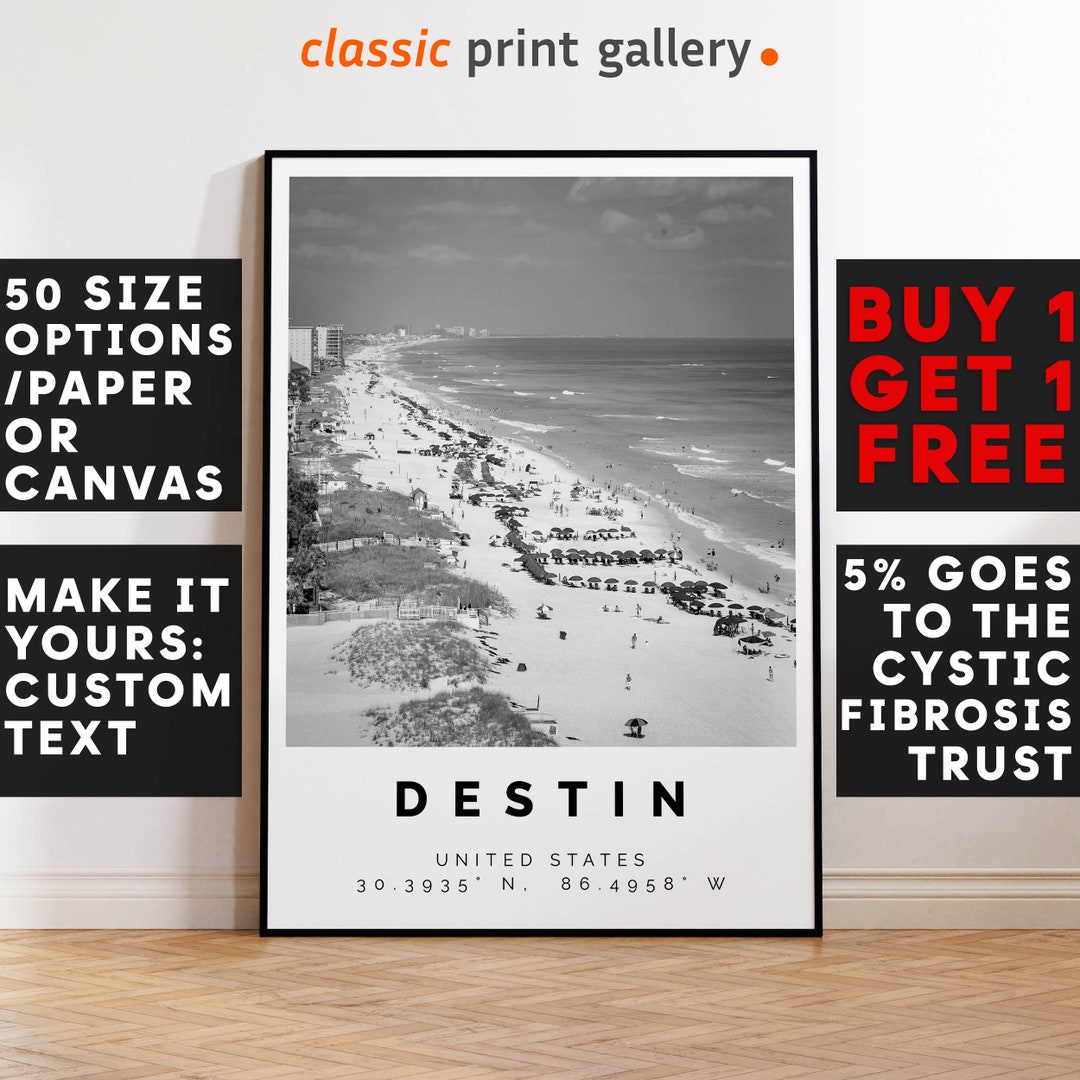 Destin Print Black and White Photo, Destin Wall Art, Destin Travel ...