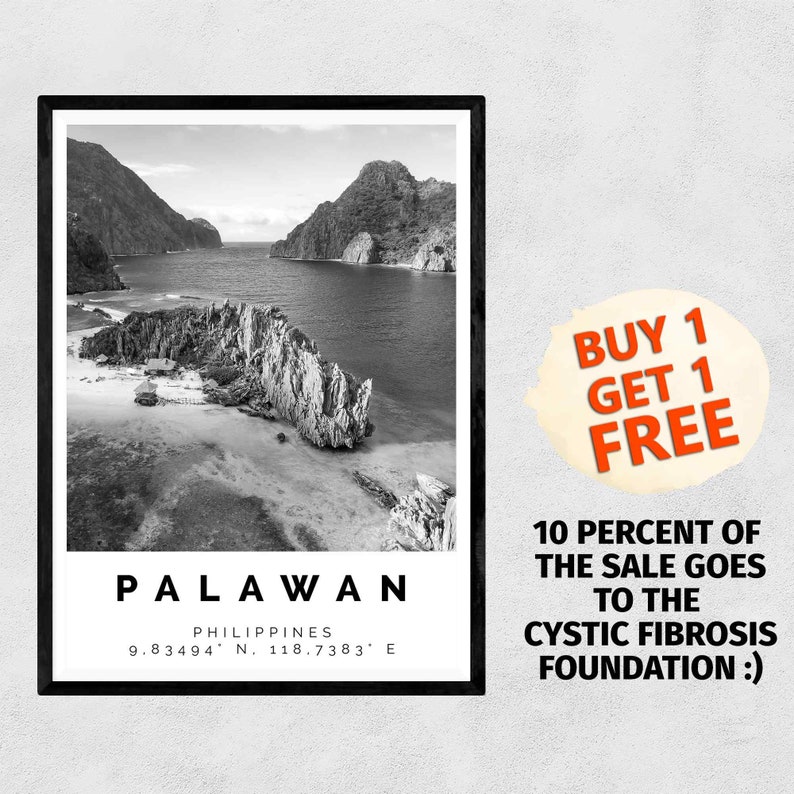 Palawan Poster Black and White Print Palawan Wall Art - Etsy