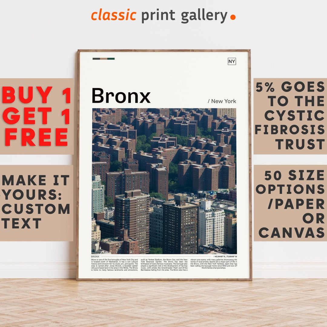 Bronx Print, Bronx Wall Art, Bronx Color Poster With Text, Personalized ...
