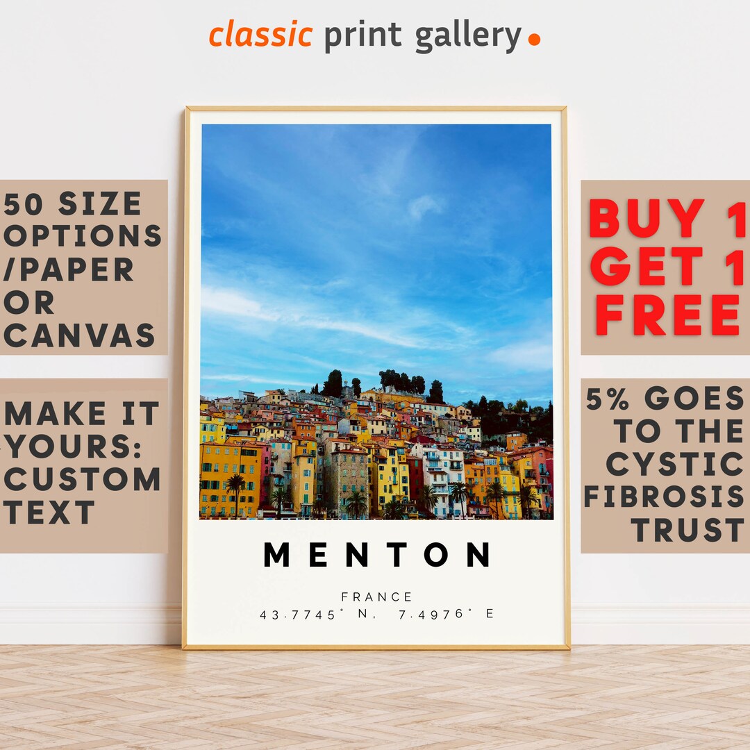 Menton Poster Colorful Print, Menton Wall Art, Menton Photo Decor, Gift ...