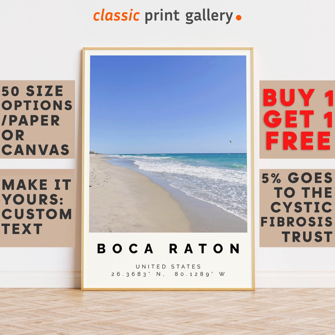 Boca Raton Poster Colorful Print, Boca Raton Wall Art, Boca Raton Photo ...
