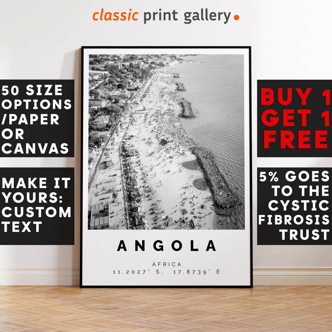Angola Poster Black and White Print, Angola Wall Art, Angola Photo ...