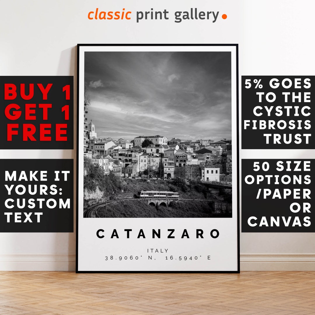 Catanzaro Print,catanzaro Wall Art,catanzaro Black and White Poster ...