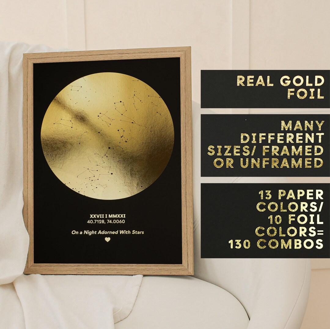 Custom Circular Map Art in Metallic Foil, Featuring Your Chosen ...