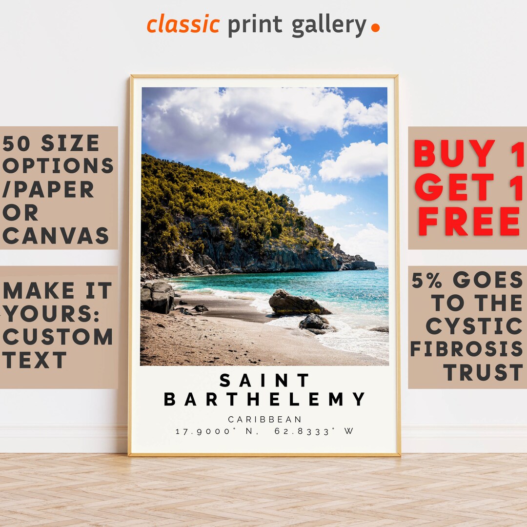 Saint Barthelemy Poster Colorful Print, Saint Barthelemy Wall Art ...