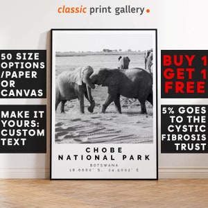 Chobe Poster Black and White Print, Chobe Wall Art, Chobe Travel Poster ...