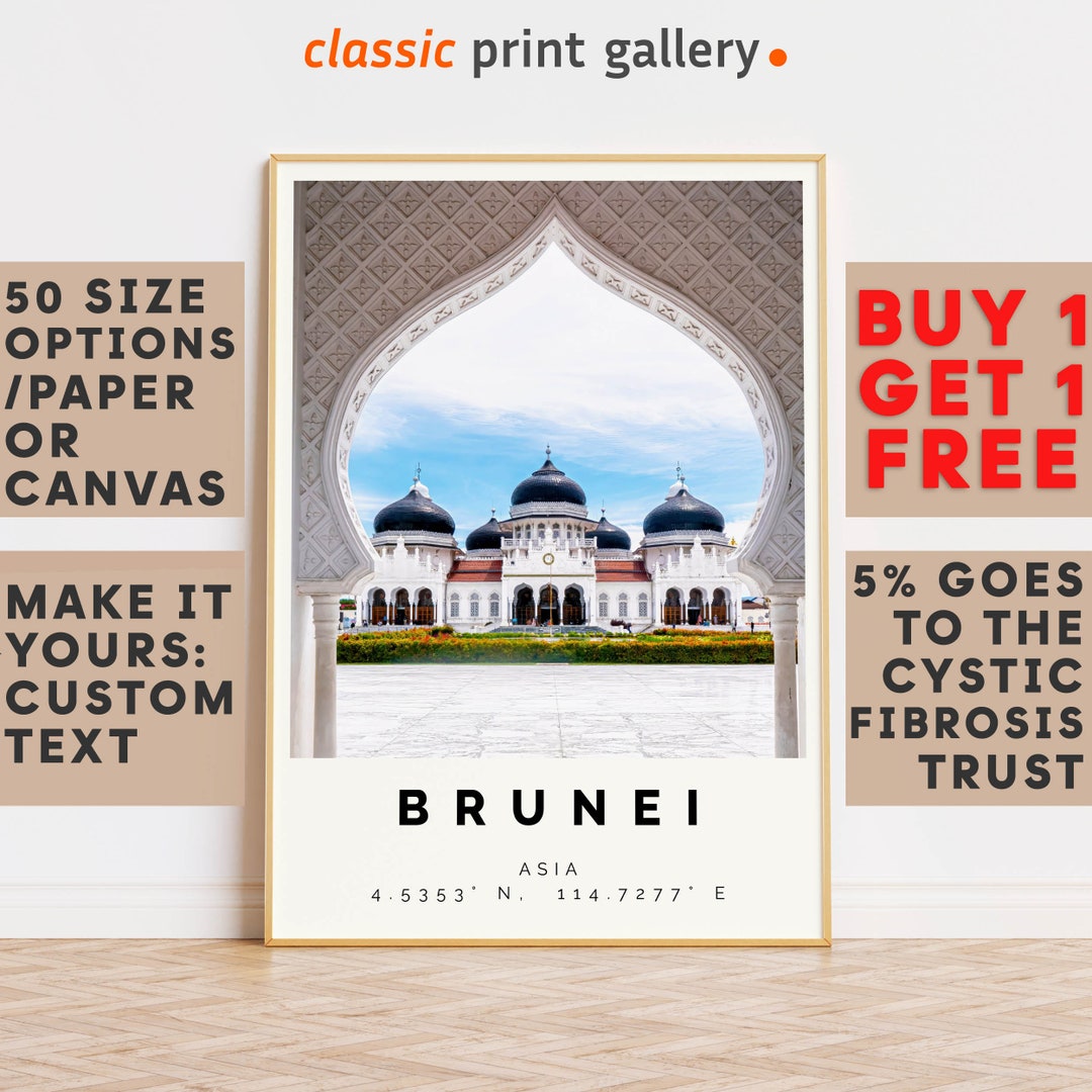 Brunei Poster Colorful Print, Brunei Wall Art, Brunei Photo Decor ...