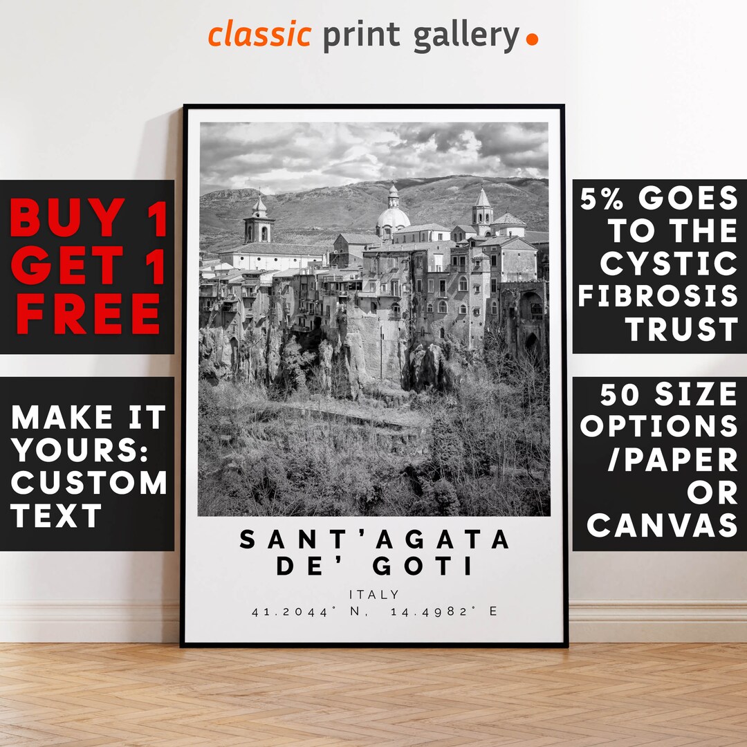 Sant'agata De' Goti Print,sant'agata De' Goti Wall Art,sant'agata De' Goti Black and White ...