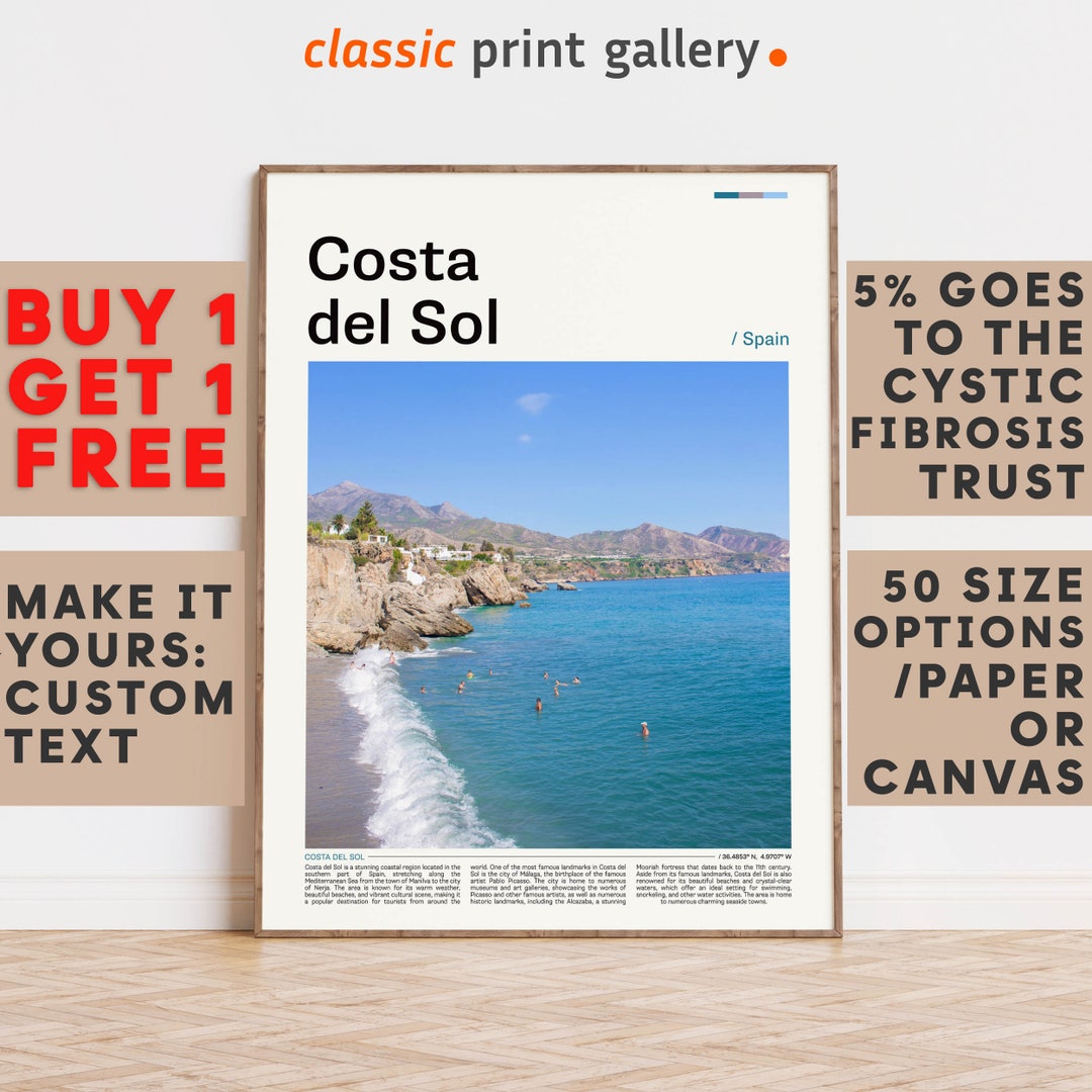 Costa Del Sol Print, Costa Del Sol Wall Art, Costa Del Sol Color Poster ...