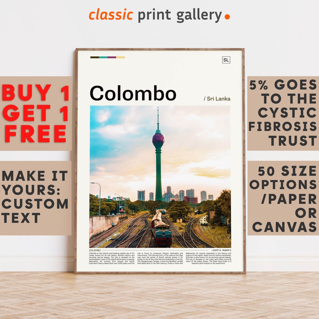 Colombo Print, Colombo Wall Art, Colombo Color Poster With Text ...