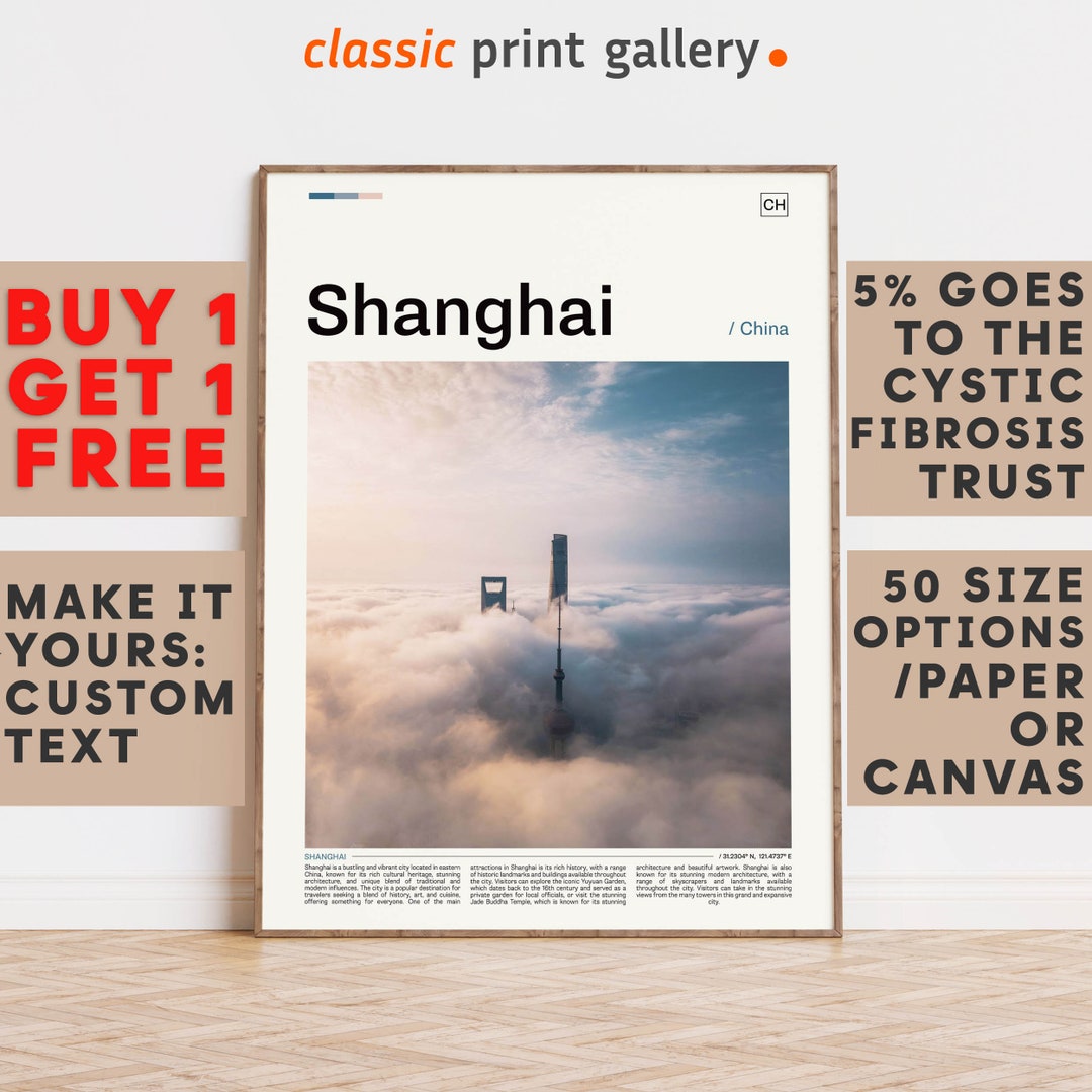 Shanghai Print, Shanghai Wall Art, Shanghai Color Poster With Text ...