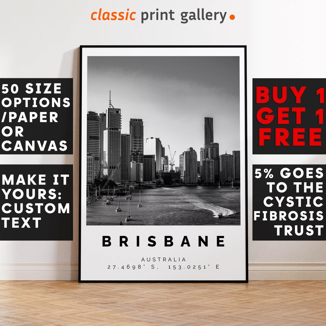 Brisbane Print Black and White Photo, Brisbane Wall Art, Brisbane ...