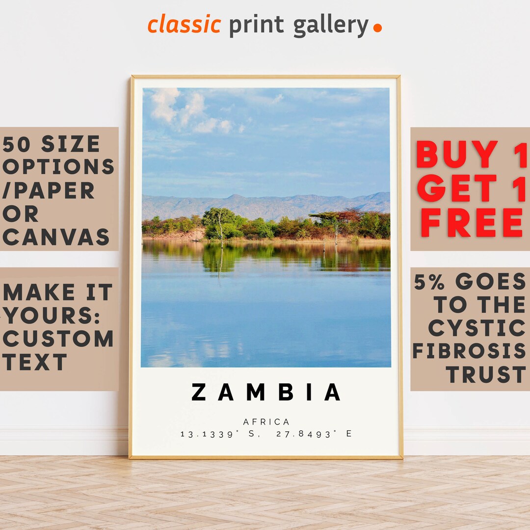 Zambia Poster Colorful Print, Zambia Wall Art, Zambia Photo Decor ...