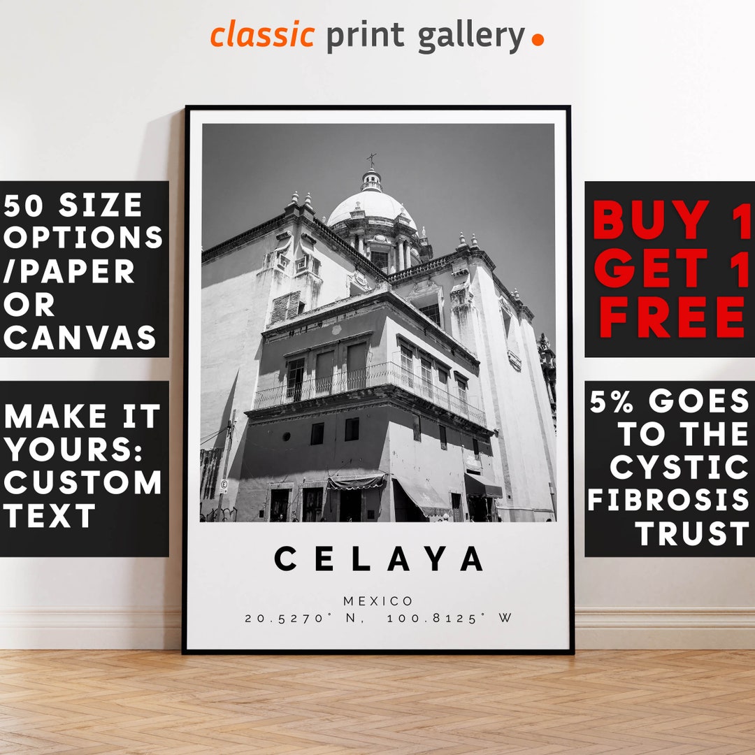 Celaya Poster Black and White Print, Celaya Wall Art, Celaya Travel Poster, Celaya Photo Print ...