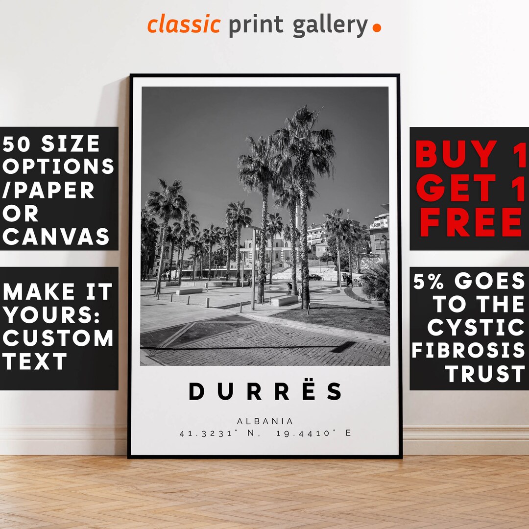 Durres Poster Black and White Print, Durres Wall Art, Durres Travel ...
