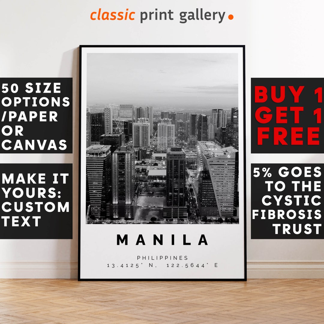 Manila Poster Black and White Photo, Manila Wall Art, Manila Travel ...