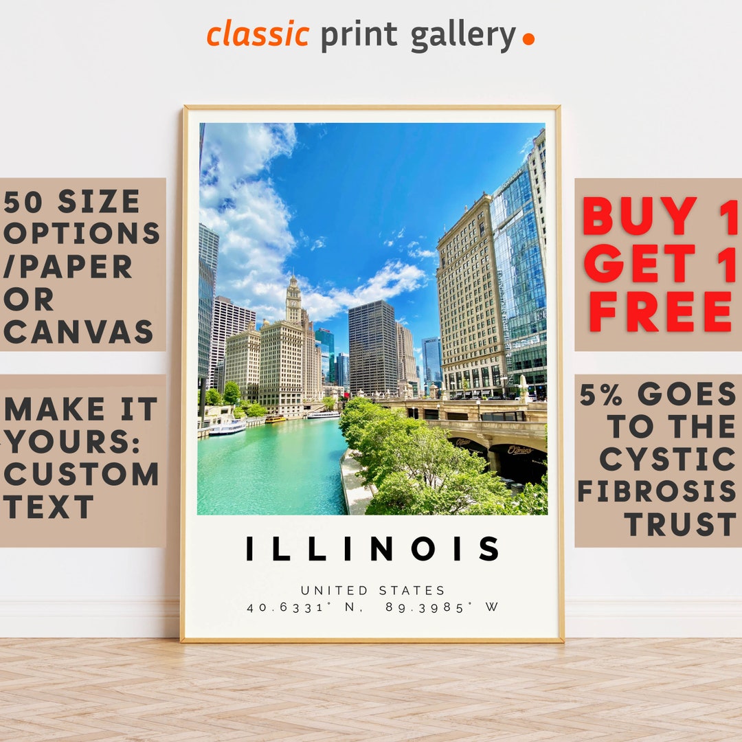 Illinois Poster Colorful Print, Illinois Wall Art, Illinois Photo Decor ...